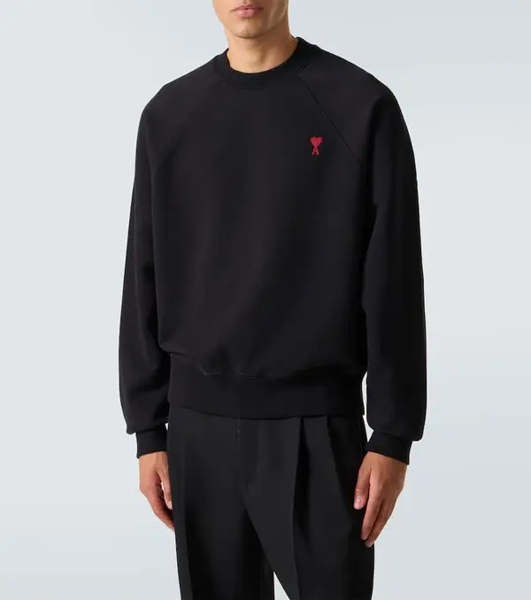 AMI Paris De Cœur Cotton Jersey Sweatshirt - Black