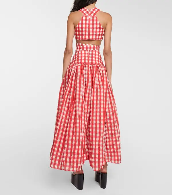 Alaïa Vichy Gingham Cutout Crop Top