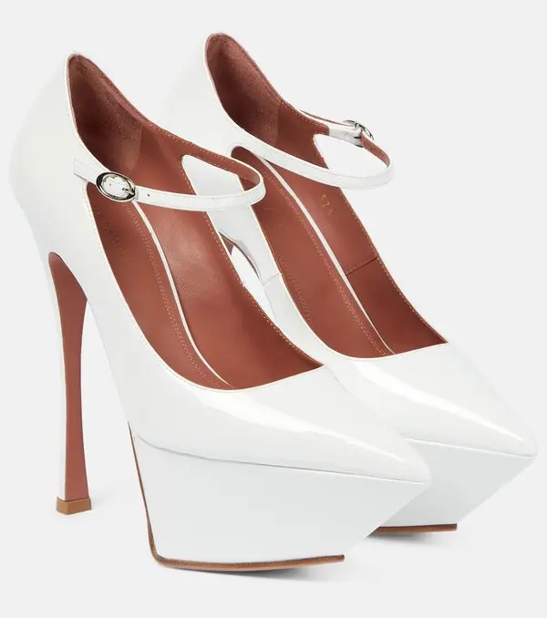 Amina Muaddi Yigit Platform Pumps - White