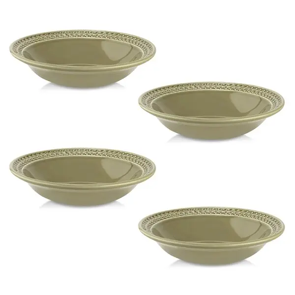 PORTMEIRION Botanic Garden Harmony Deep Pasta Bowls, Set Of 4 - Moss Green