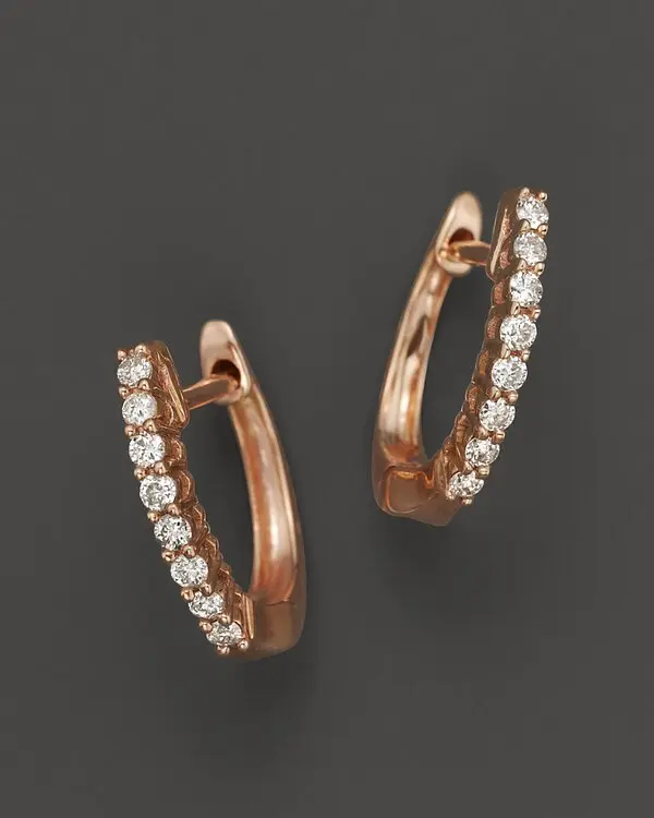 Bloomingdale'S Diamond Huggie Hoop Earrings - Rose Gold/white Diamonds