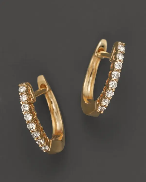 Bloomingdale'S Diamond Huggie Hoop Earrings In 14k Yellow Gold - Yellow Gold/white Diamonds