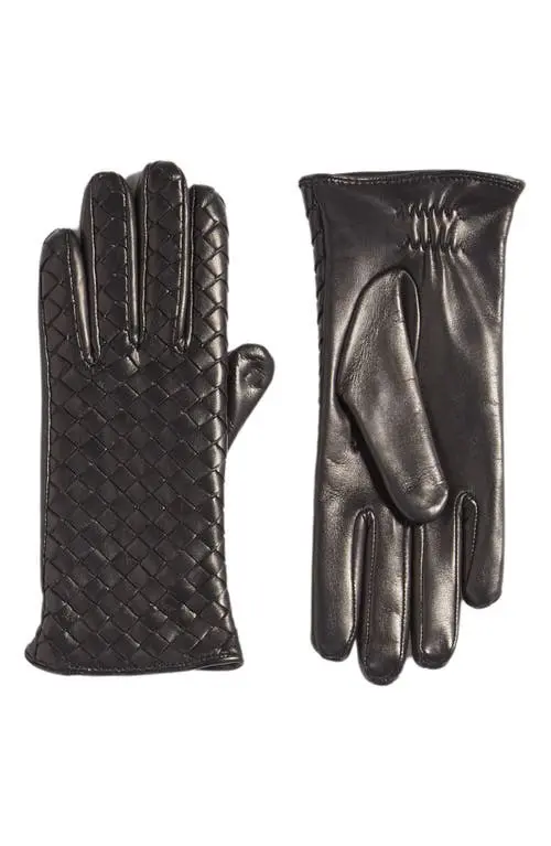 Bottega Veneta Intrecciato Leather Gloves - 1000 Black