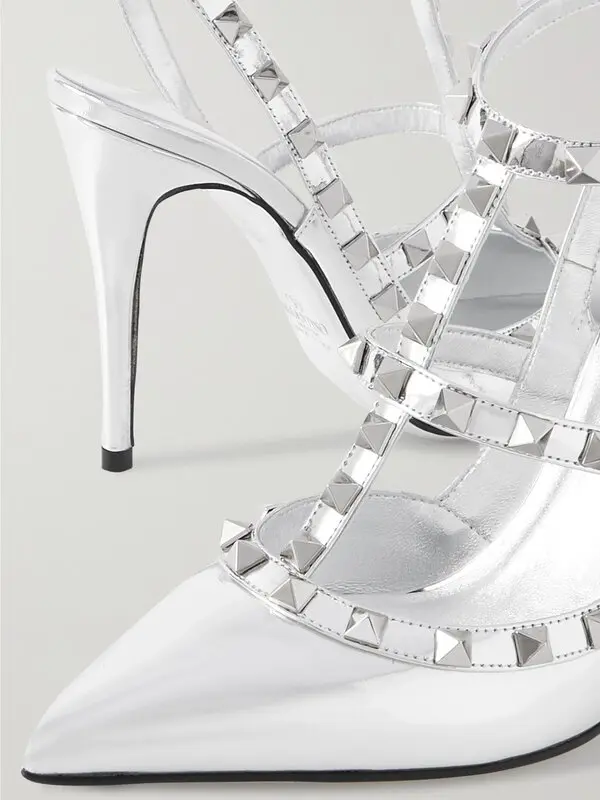 Valentino Garavani Rockstud 100 Mirrored-leather Pumps