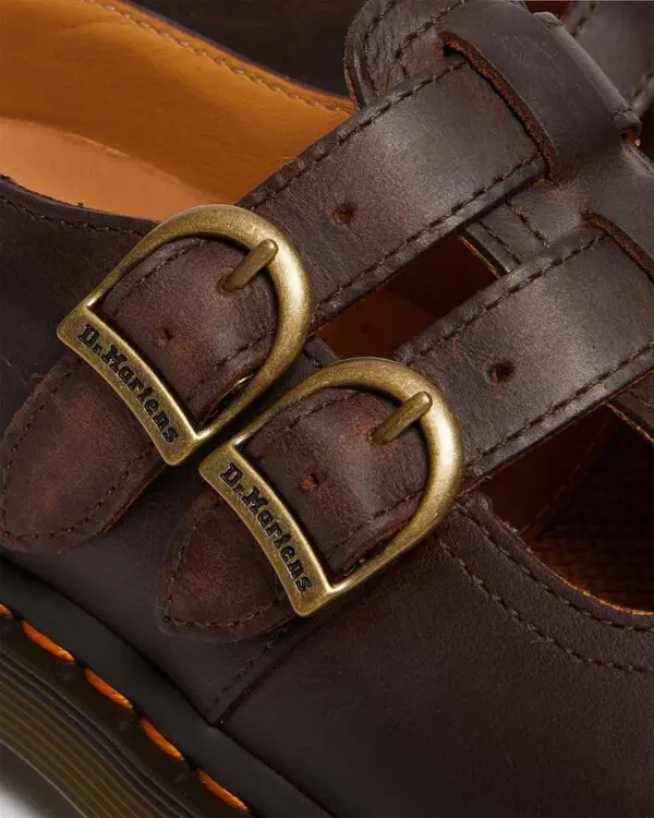 Dr. Martens 8065 Crazy Horse Leather Mary Jane Shoes - Brown