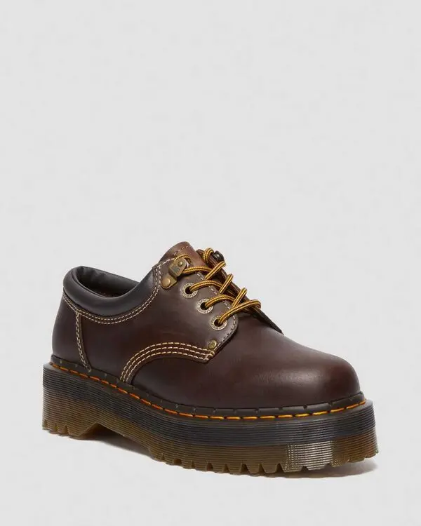 Dr. Martens 8053 Crazy Horse Leather Platform Shoes - Brown