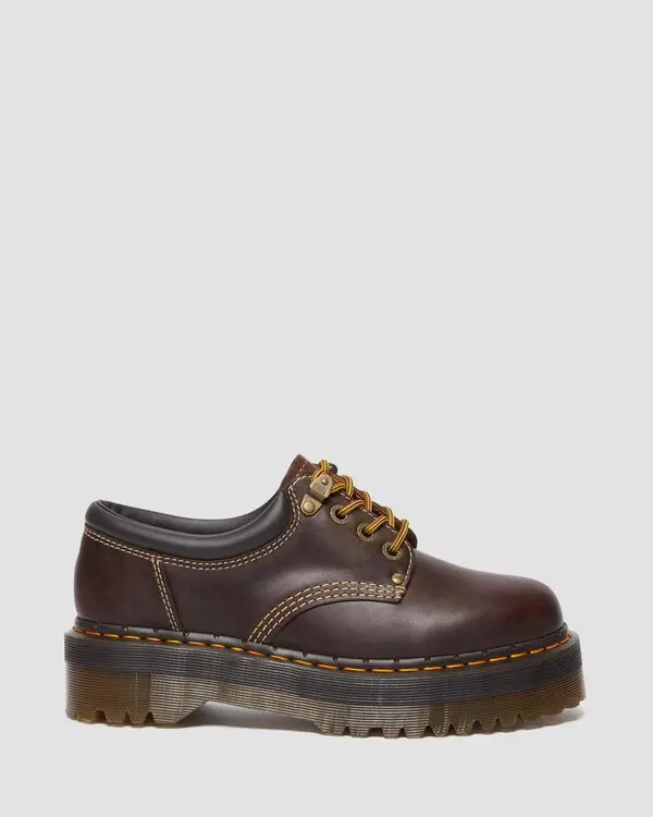 Dr. Martens 8053 Crazy Horse Leather Platform Shoes - Brown