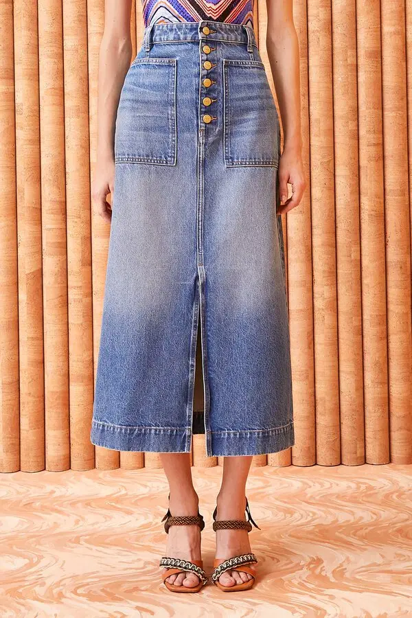Ulla Johnson The Bea Skirt - Danube Medium Indigo Wash