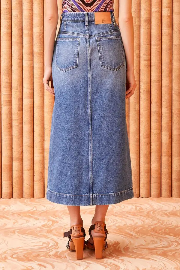 Ulla Johnson The Bea Skirt - Danube Medium Indigo Wash