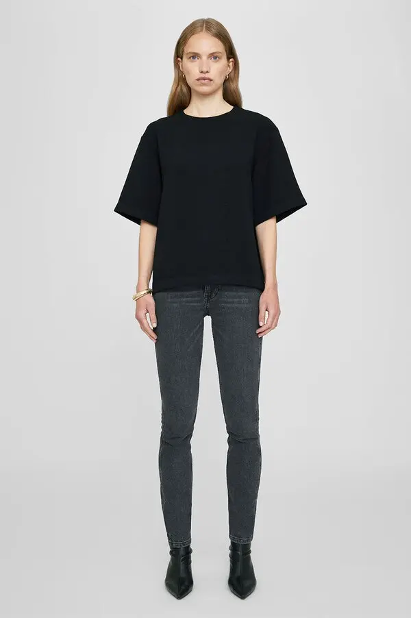 ANINE BING Oversized Textured Crepe Top - Black