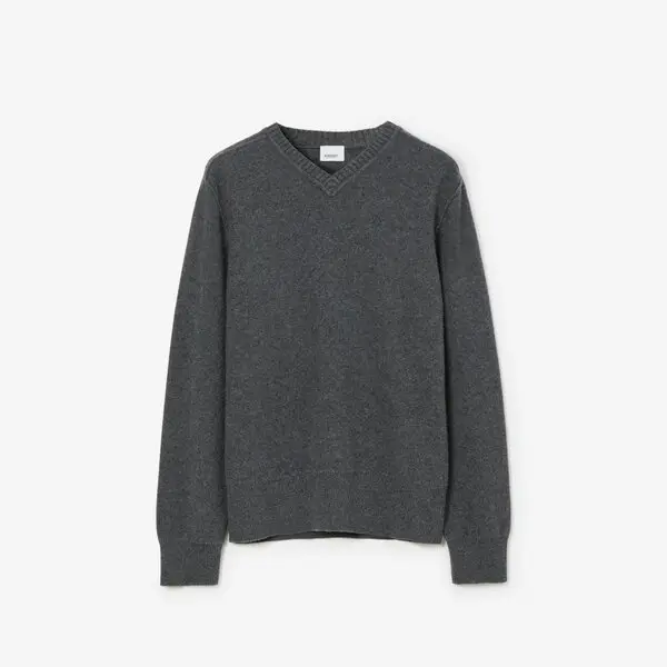 Burberry Knight Wool Cashmere Sweater - Dark Grey Melange