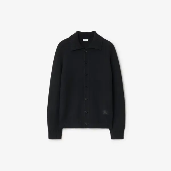 Burberry Cashmere Cardigan With Equestrian Knight Design - Black
