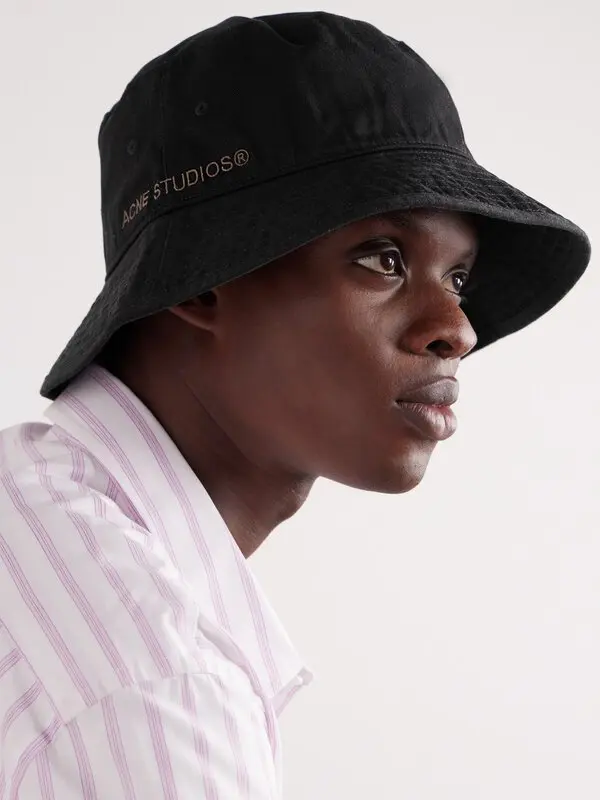 Acne Studios Brimmo Logo-Embroidered Cotton-Twill Bucket Hat  display picture 1