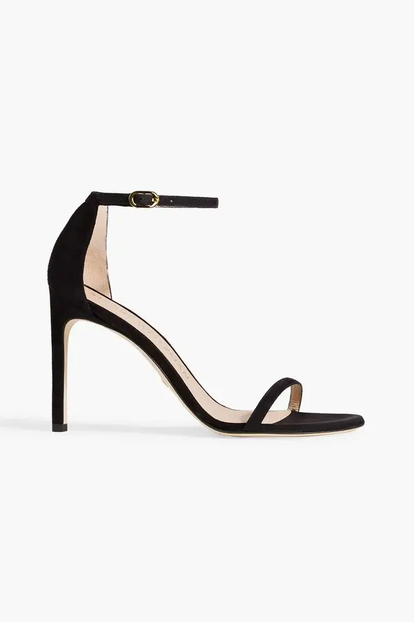 STUART WEITZMAN Suede Ankle Strap Sandals - Black
