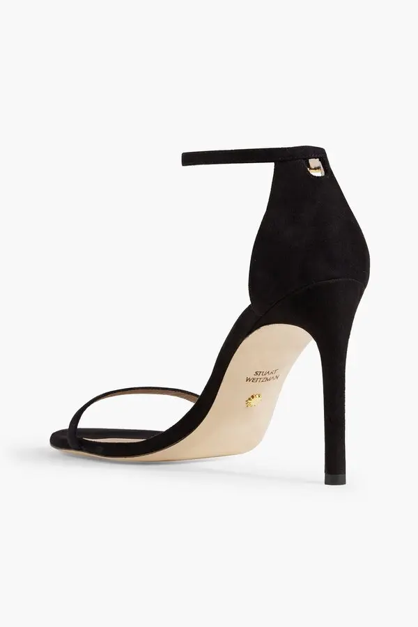 STUART WEITZMAN Suede Ankle Strap Sandals - Black
