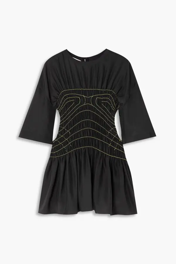 Stella McCartney Smocked Silk-satin Top