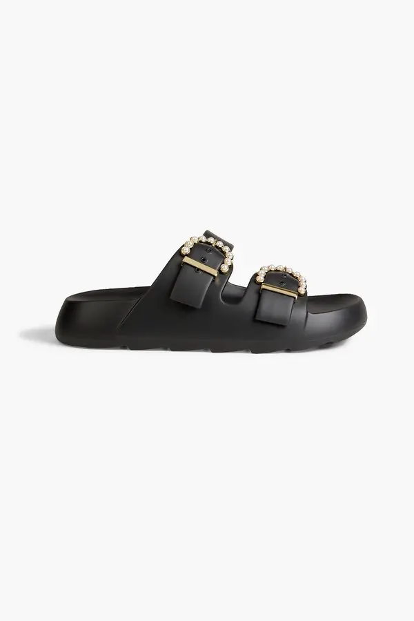 STUART WEITZMAN Eva Faux Pearl Embellished Rubber Slides