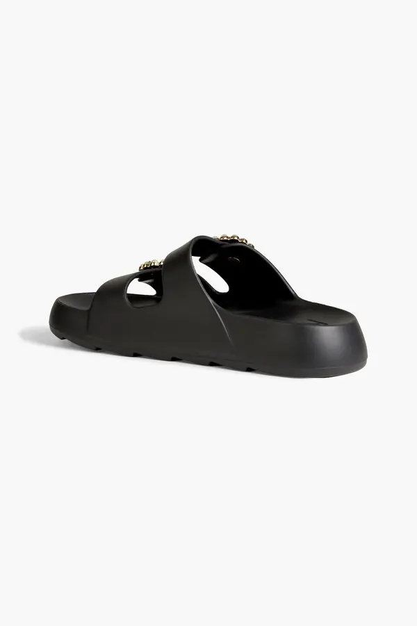 STUART WEITZMAN Eva Faux Pearl Embellished Rubber Slides