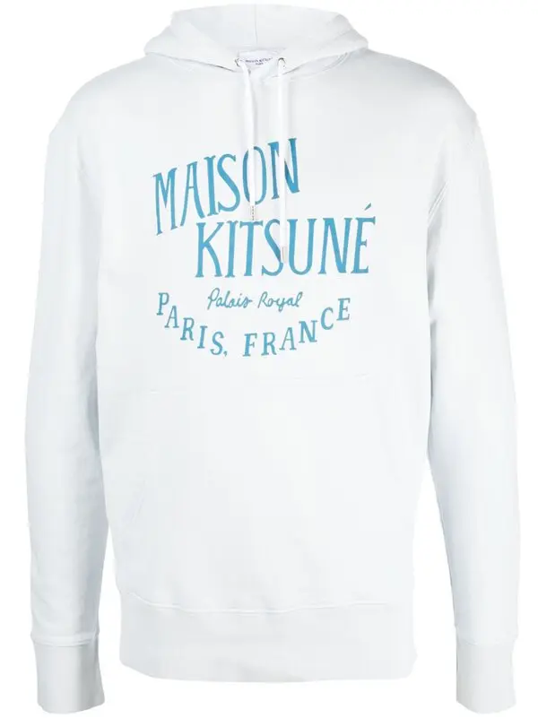 Maison Kitsuné Logo-print Cotton Hoodie - Blue