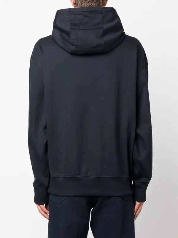 BOSS Logo-print Cotton Hoodie - Blue