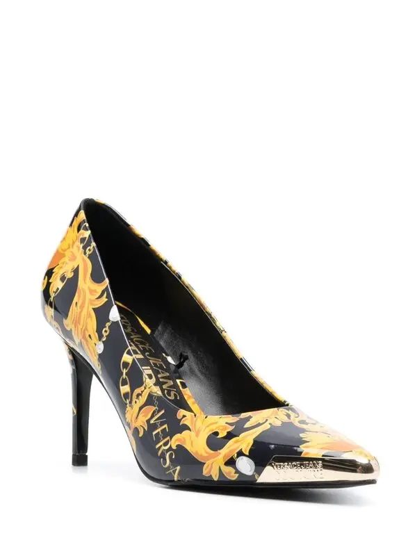 Versace 80mm Engraved-logo Leather Pumps