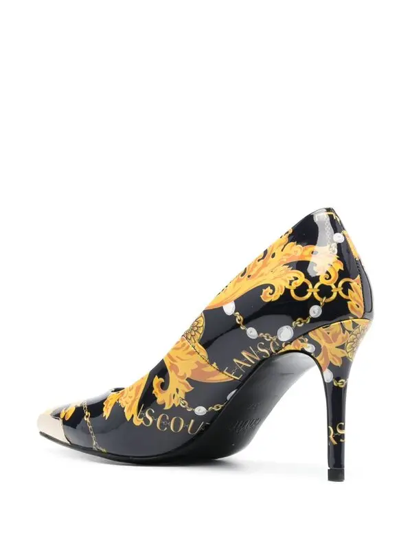 Versace 80mm Engraved-logo Leather Pumps