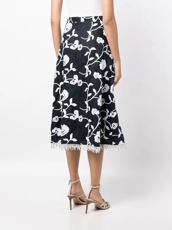 Silvia Tcherassi Floral-embroidered A-line Midi Skirt