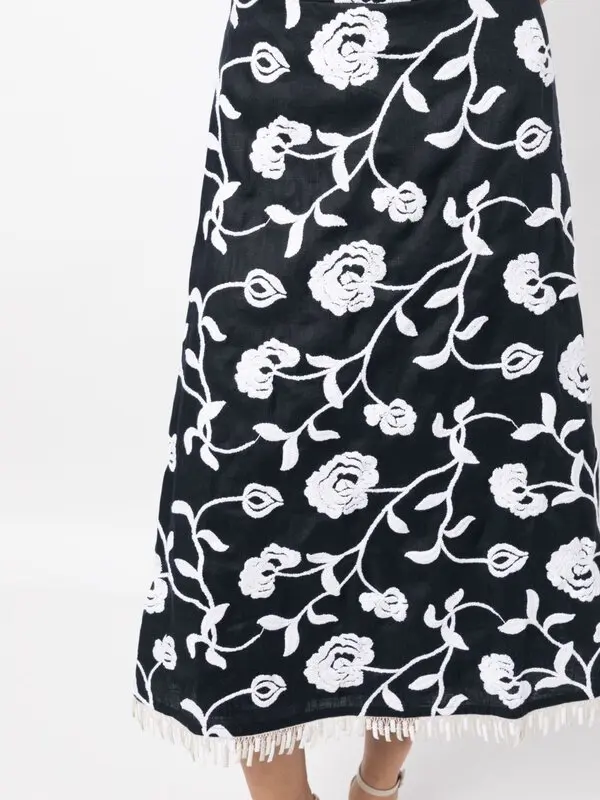 Silvia Tcherassi Floral-embroidered A-line Midi Skirt