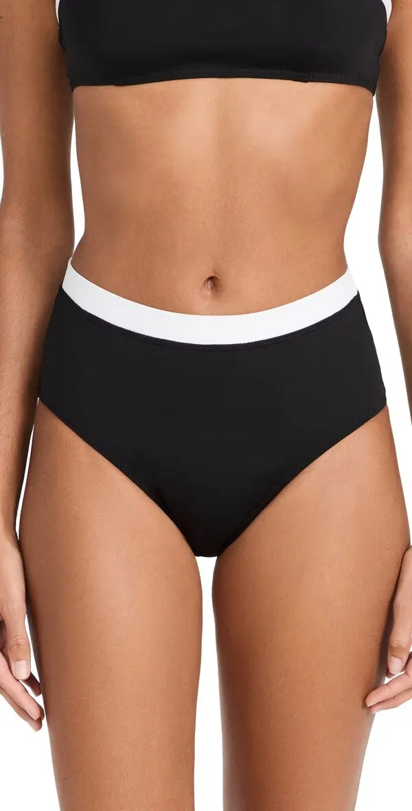 Staud Devon High-rise Bikini Bottom - Black/white