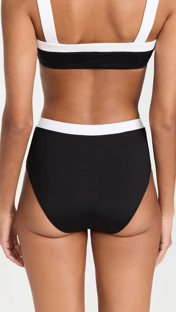 Staud Devon High Rise Bikini Bottoms - Black/white