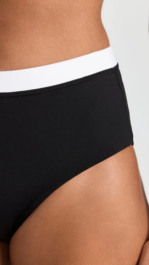 Staud Devon High Rise Bikini Bottoms - Black/white
