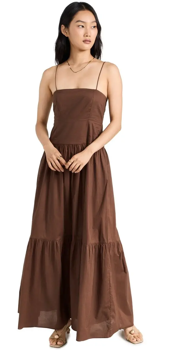 Playa Lucila Square Neck Maxi Dress - Brown