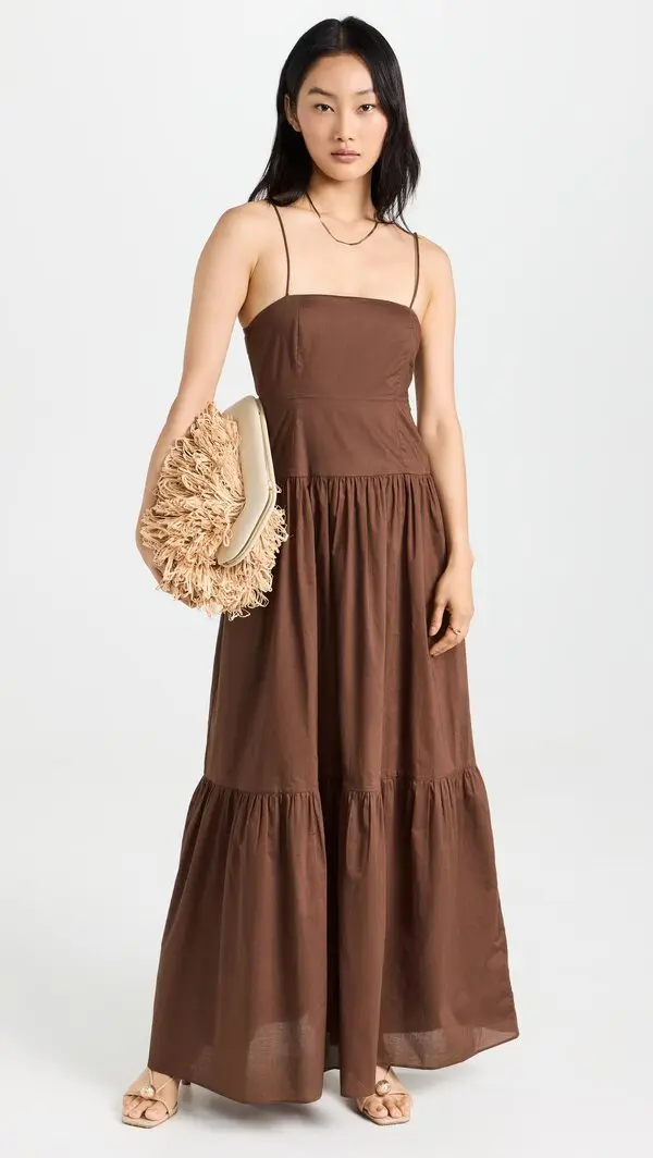 Playa Lucila Square Neck Maxi Dress - Brown
