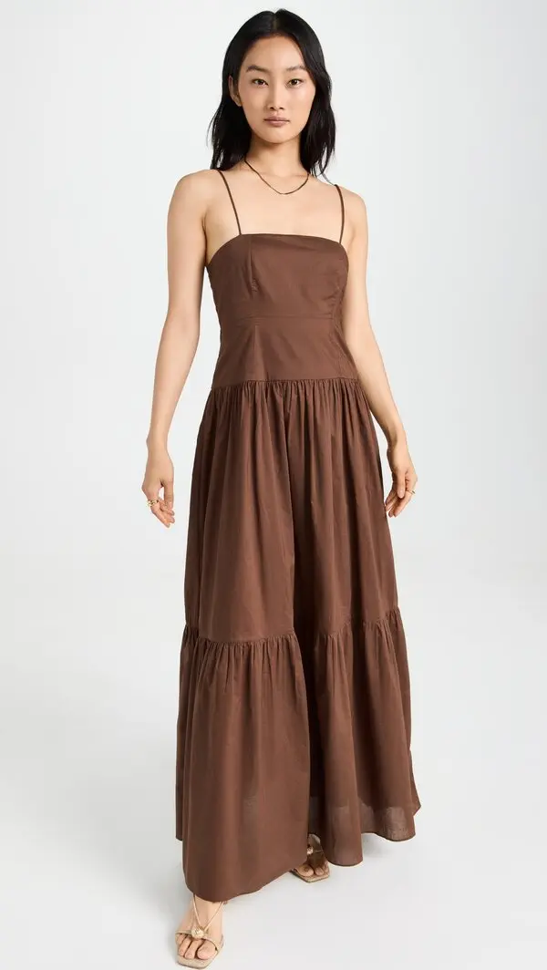 Playa Lucila Square Neck Maxi Dress - Brown