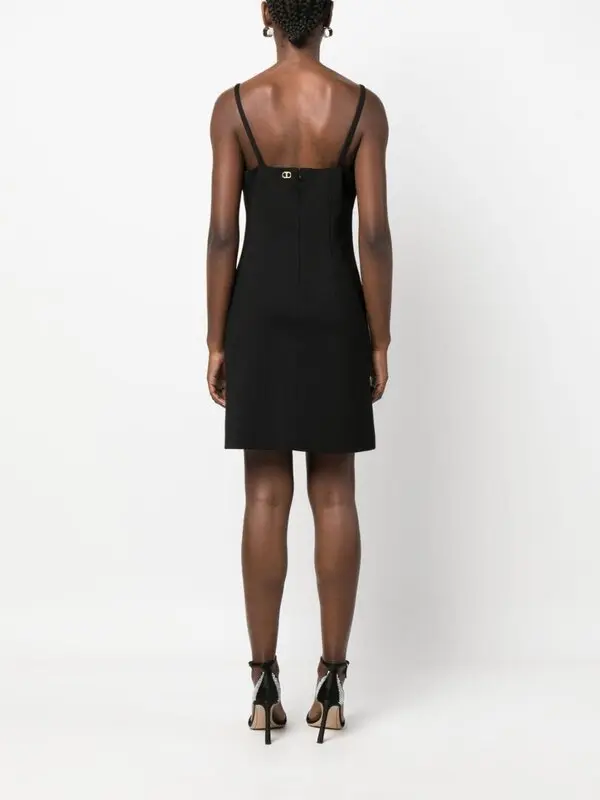TWINSET Feather-trim Mini Dress - Black
