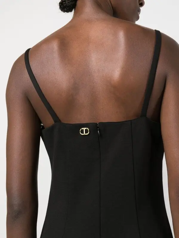 TWINSET Feather-trim Mini Dress - Black