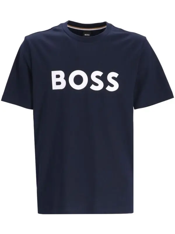 BOSS Logo-print Cotton T-shirt - Blue