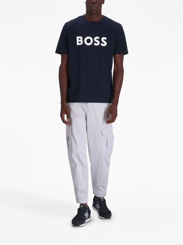 BOSS Logo-print Cotton T-shirt - Blue