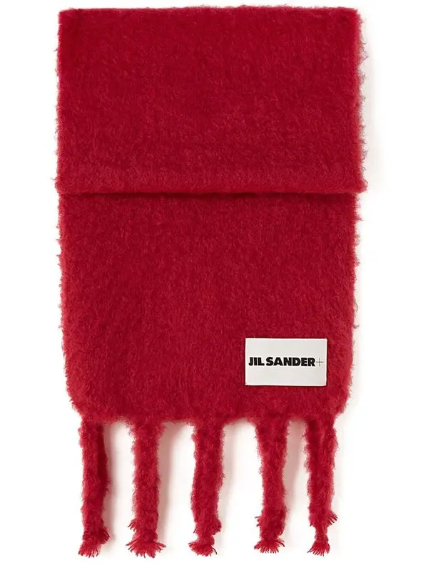 JIL SANDER Logo-patch Chunky-knit Scarf