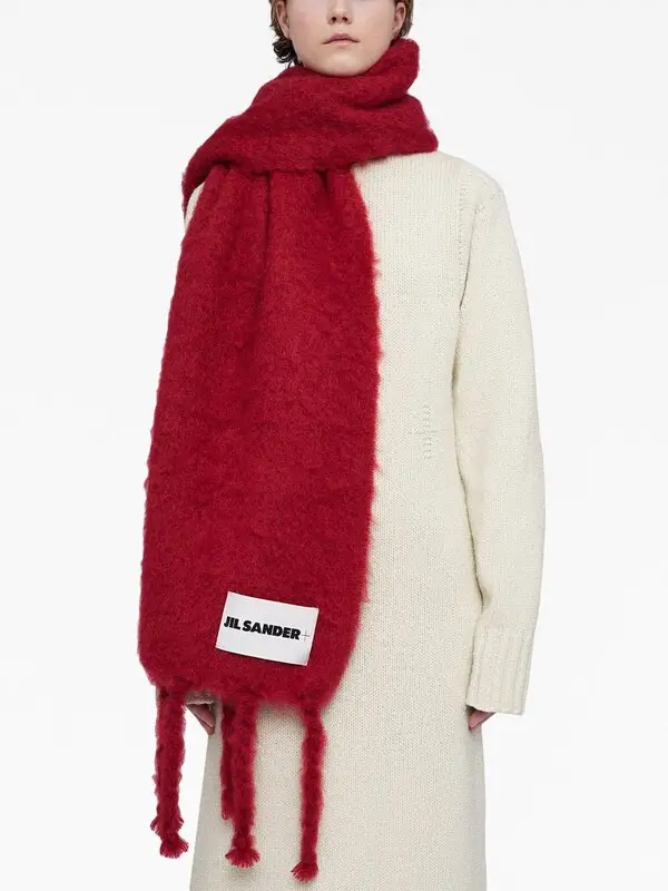 JIL SANDER Logo-patch Chunky-knit Scarf