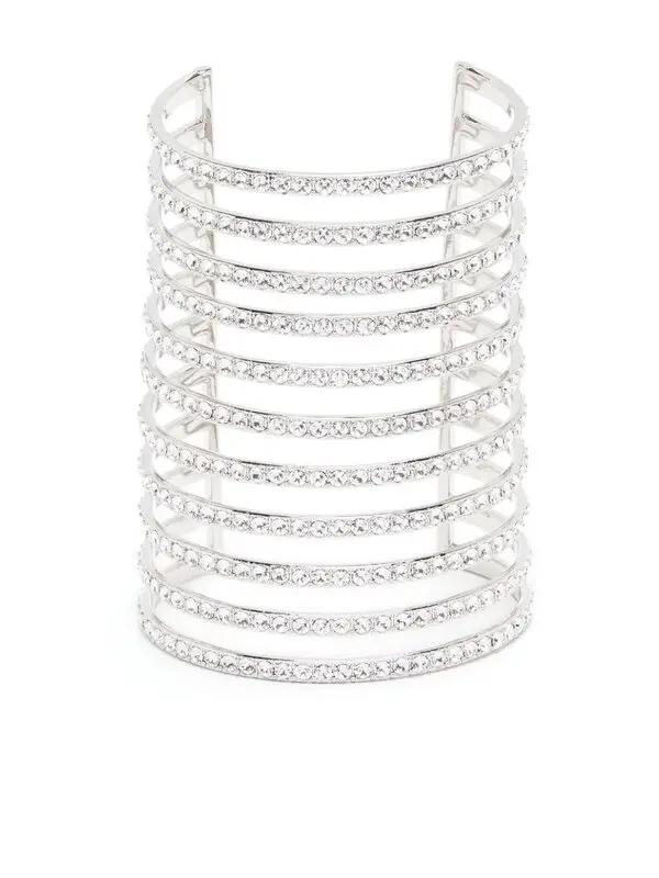 Amina Muaddi Vittoria Crystal-embellished Cuff Bracelet - Silver