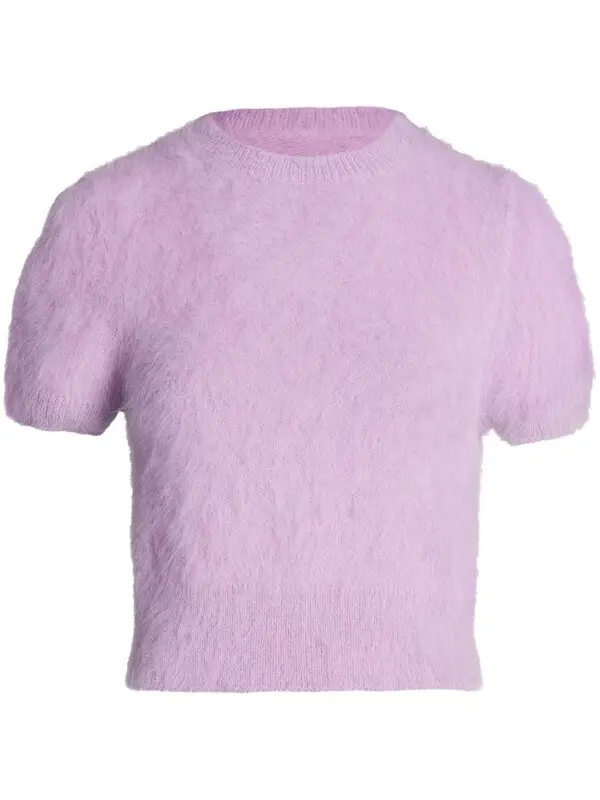 MAISON MARGIELA Short-sleeve Knitted Crop Top - Purple