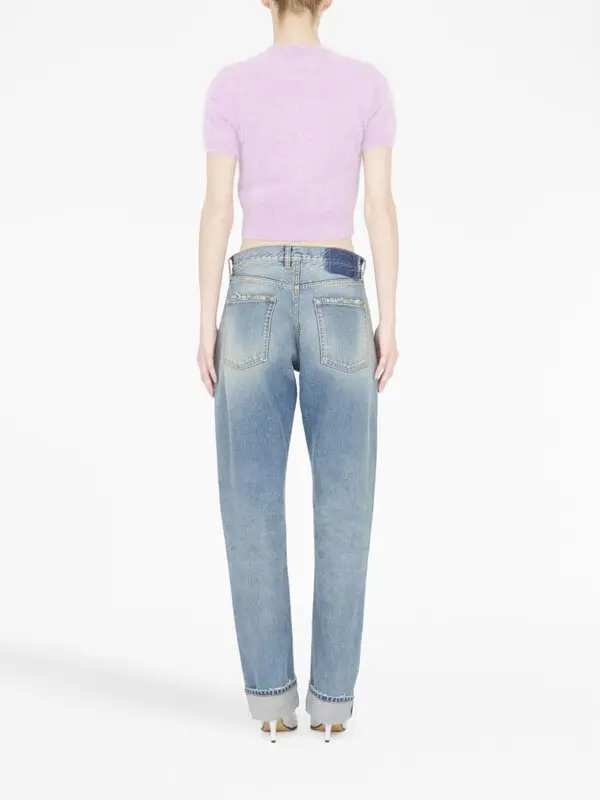 MAISON MARGIELA Short-sleeve Knitted Crop Top - Purple