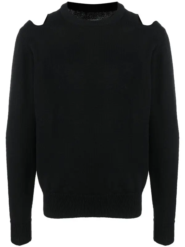 JIL SANDER Cut-out Detail Wool Jumper - Black