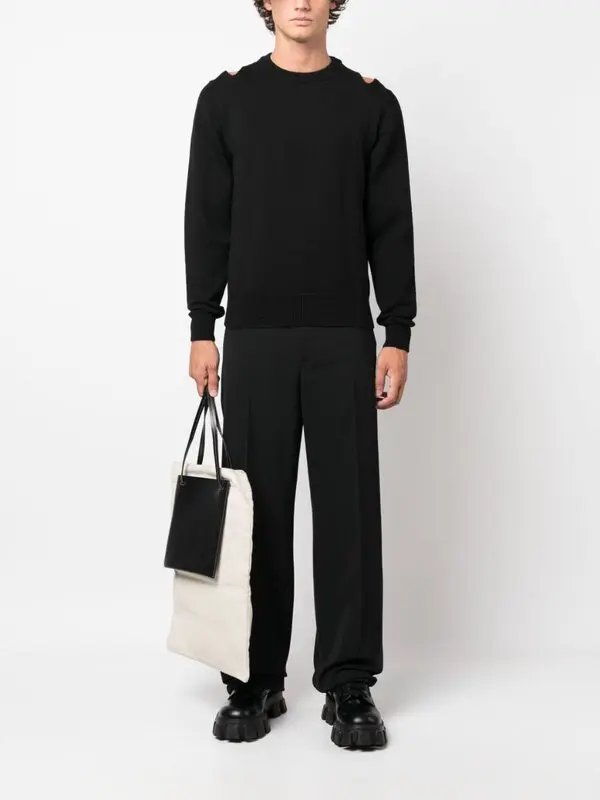 JIL SANDER Cut-out Detail Wool Jumper - Black