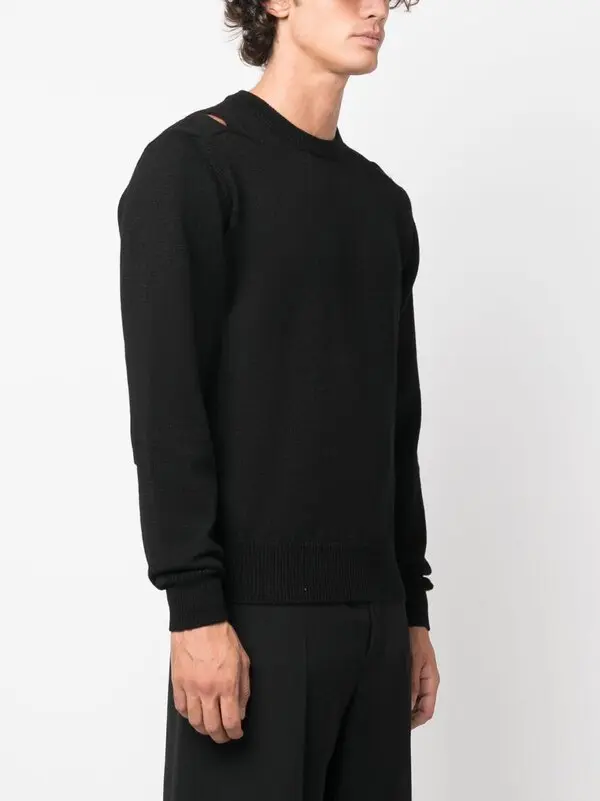 JIL SANDER Cut-out Detail Wool Jumper - Black