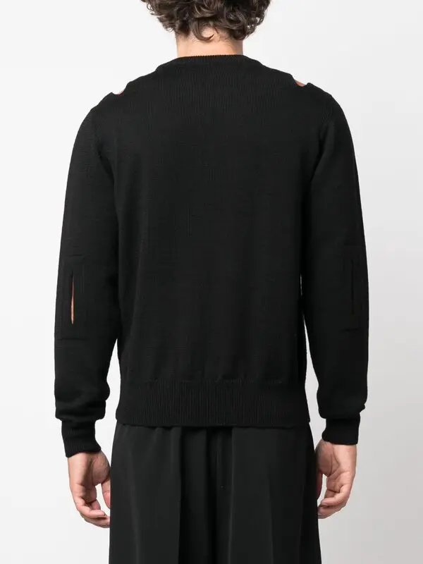 JIL SANDER Cut-out Detail Wool Jumper - Black