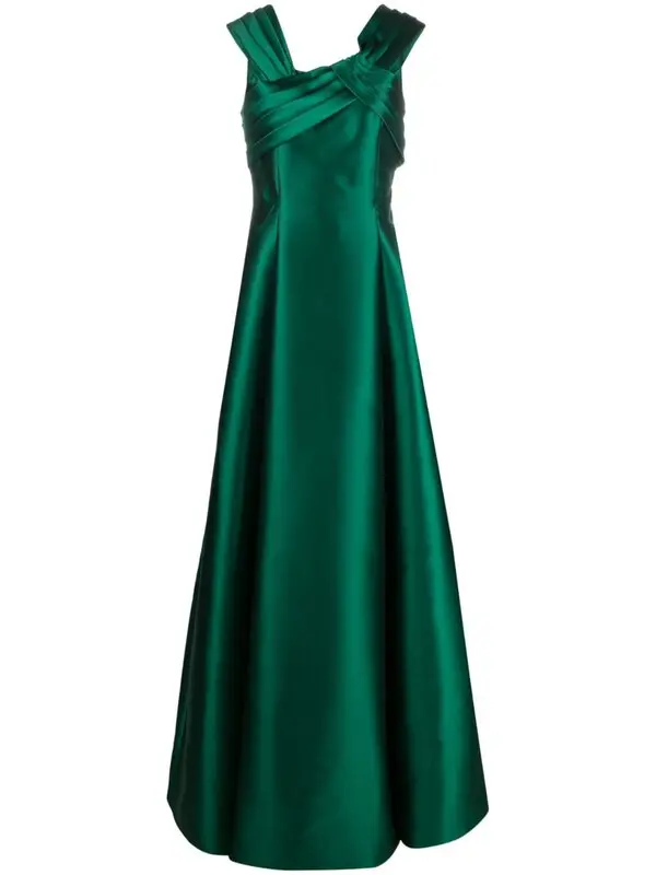 Alberta Ferretti Pleat-detail Asymmetric Gown - Green