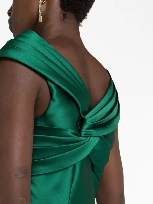 Alberta Ferretti Pleat-detail Asymmetric Gown - Green