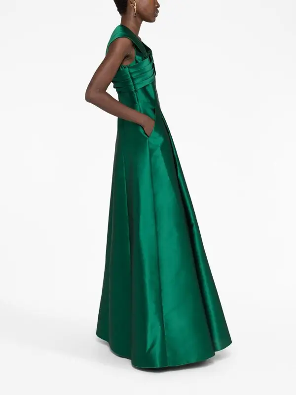 Alberta Ferretti Pleat-detail Asymmetric Gown - Green